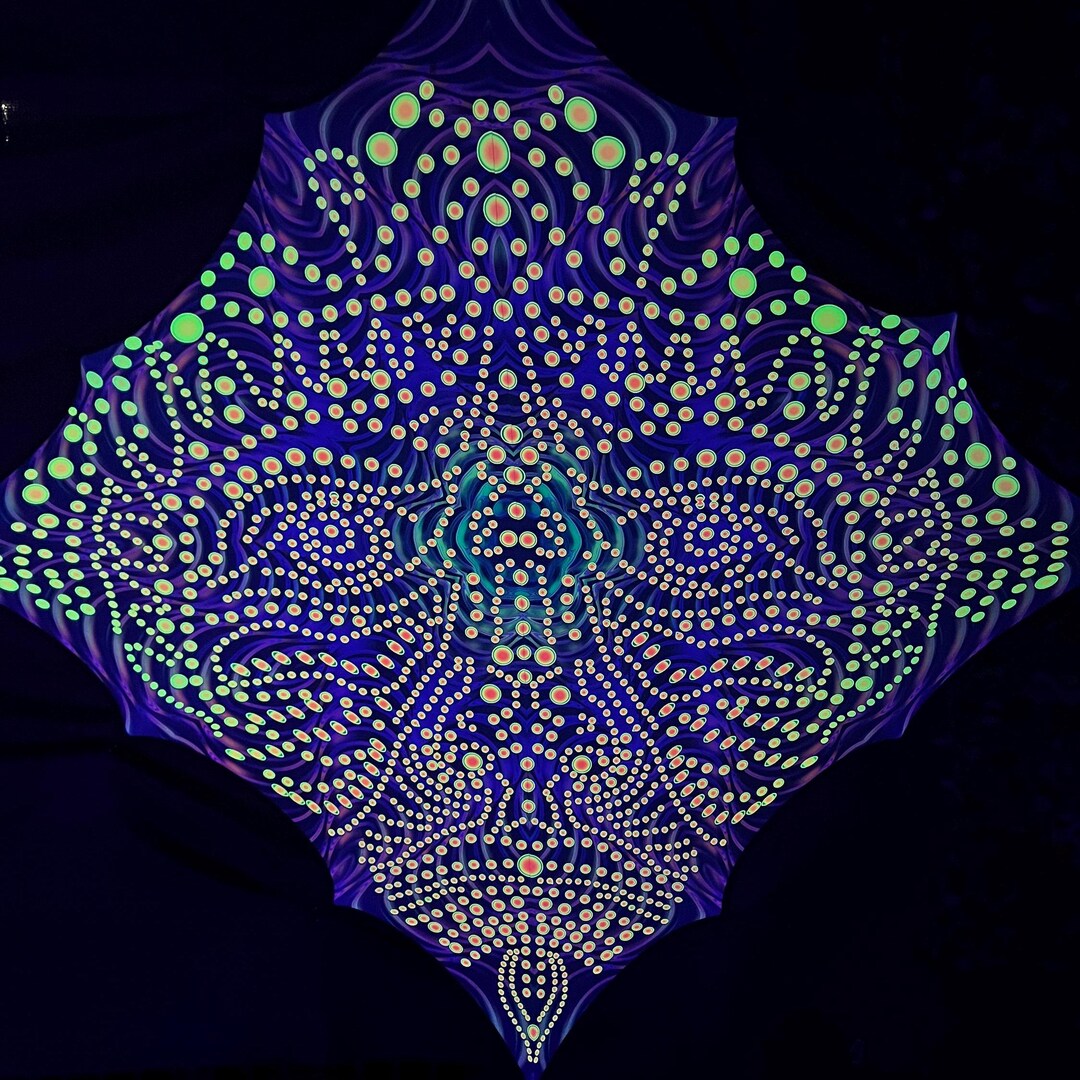 Psychedelic Black Light Tapestry, Pixel Face Art Decor, Abstract ...