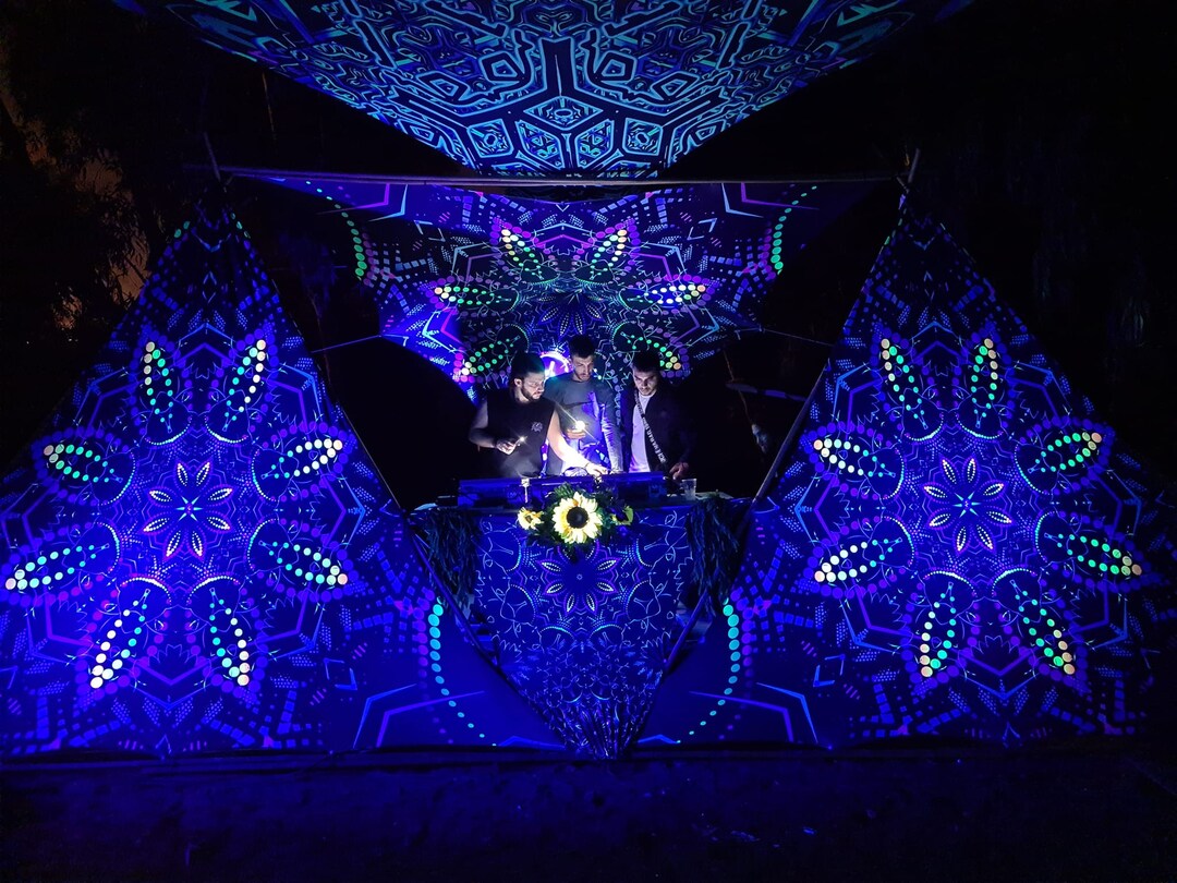 UV Psychedelic DJ Stage Design, Neon Mandala Decoration, Blacklight ...
