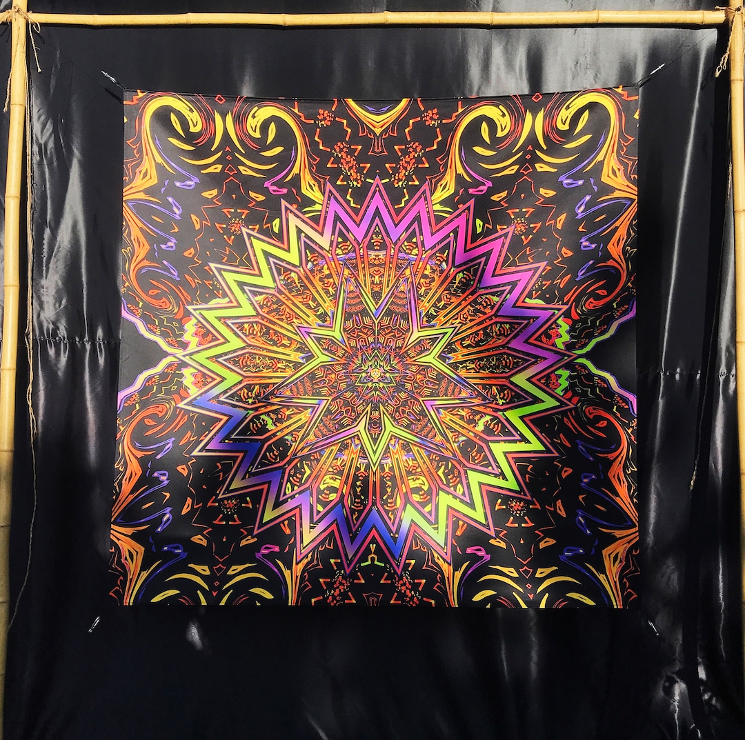 Uv-reactive Backdrop, Sunflower Art, Fluorescent Tapestry, Psychedelic ...