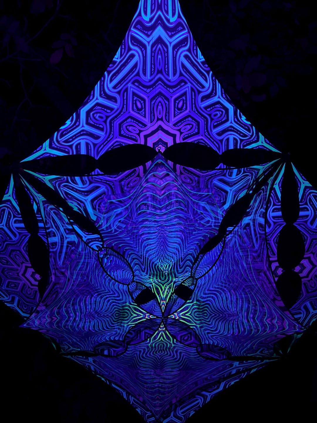 3D Festival Ready Glow Canopy, Neon Mesh & Lycra Blacklight Tapestry ...