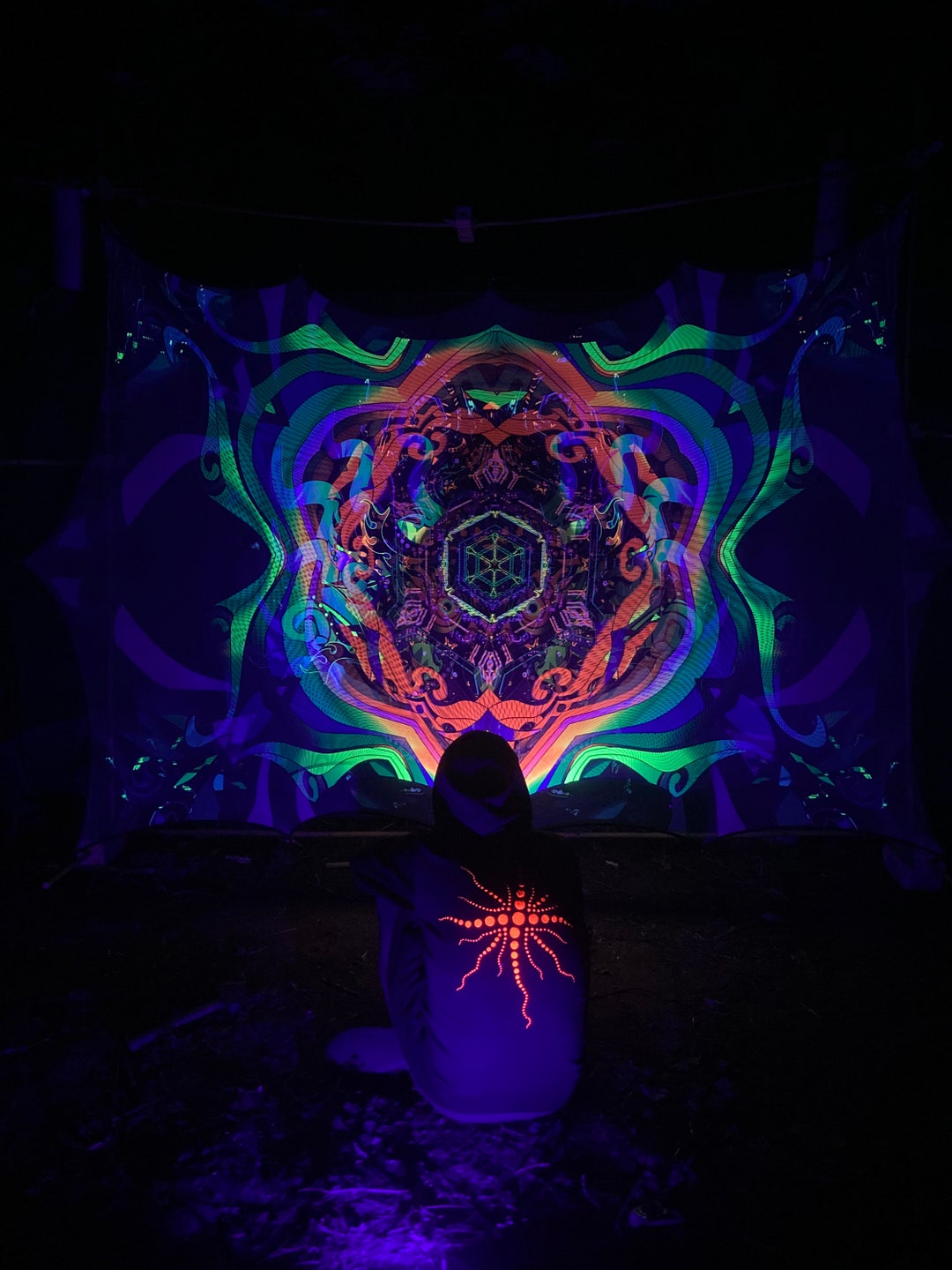 Mystic Owl Mesh Fabric UV Backdrop, Sacred Geometry Art - Etsy