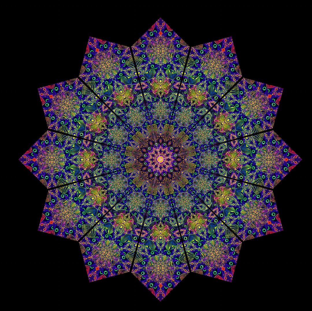 9.8x9.8m Uv-reactive Music Festival Canopy, Psychedelic Fluorescent ...