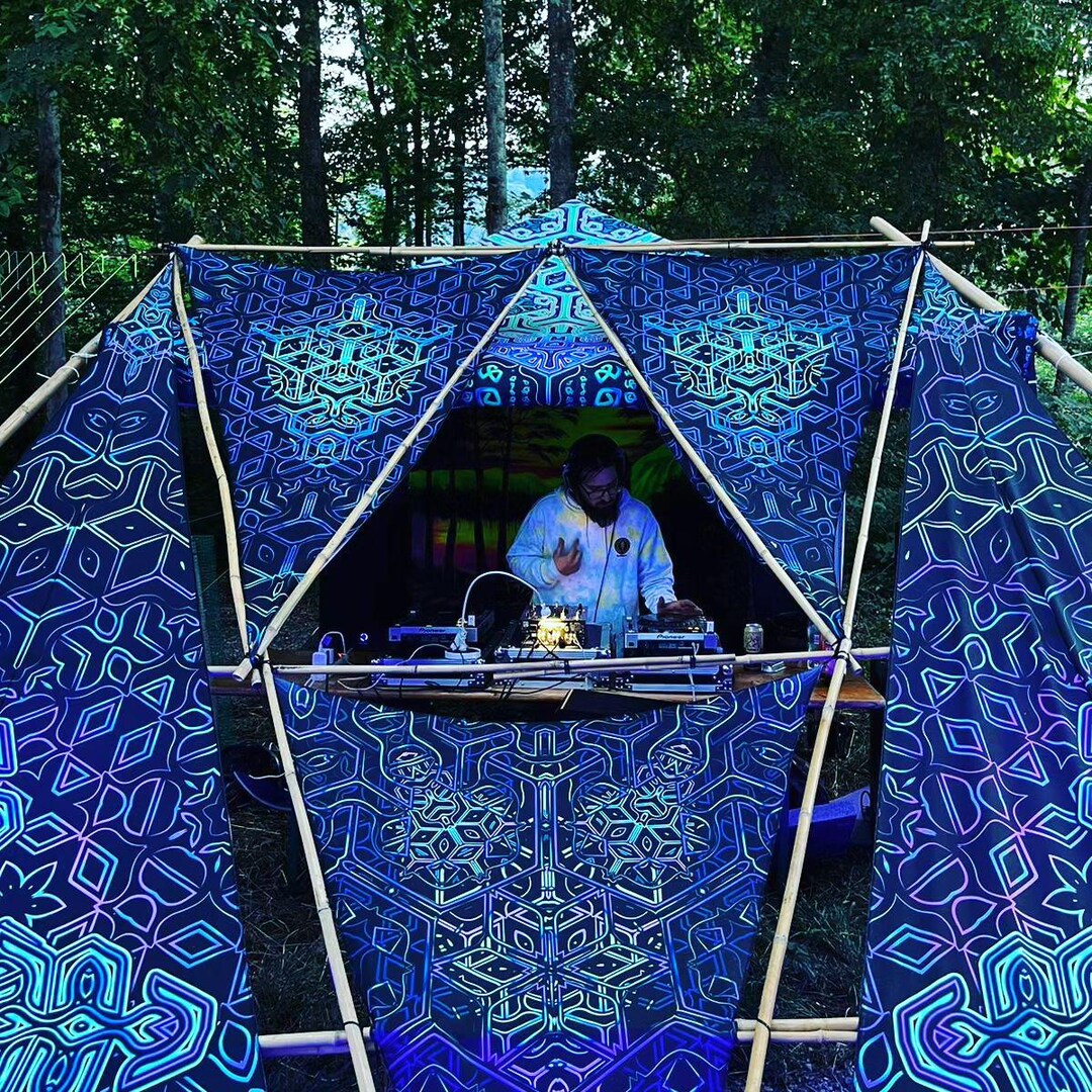 DJ Stages UV Glow Festival Rave DJ Booth Blacklight Decoration Tapestry ...