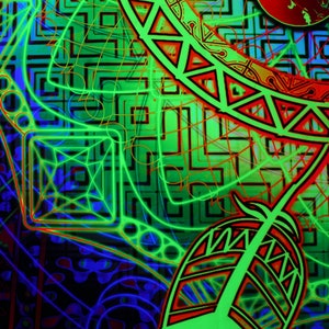 Uv Backdrop OHM, Uv Reactive, Trippy Tapestry, Glow Party, Psychedelic ...