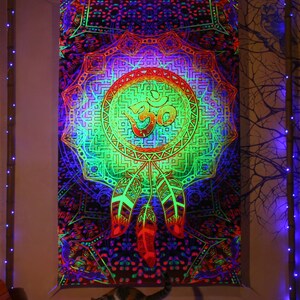 Uv Backdrop OHM, Uv Reactive, Trippy Tapestry, Glow Party, Psychedelic ...