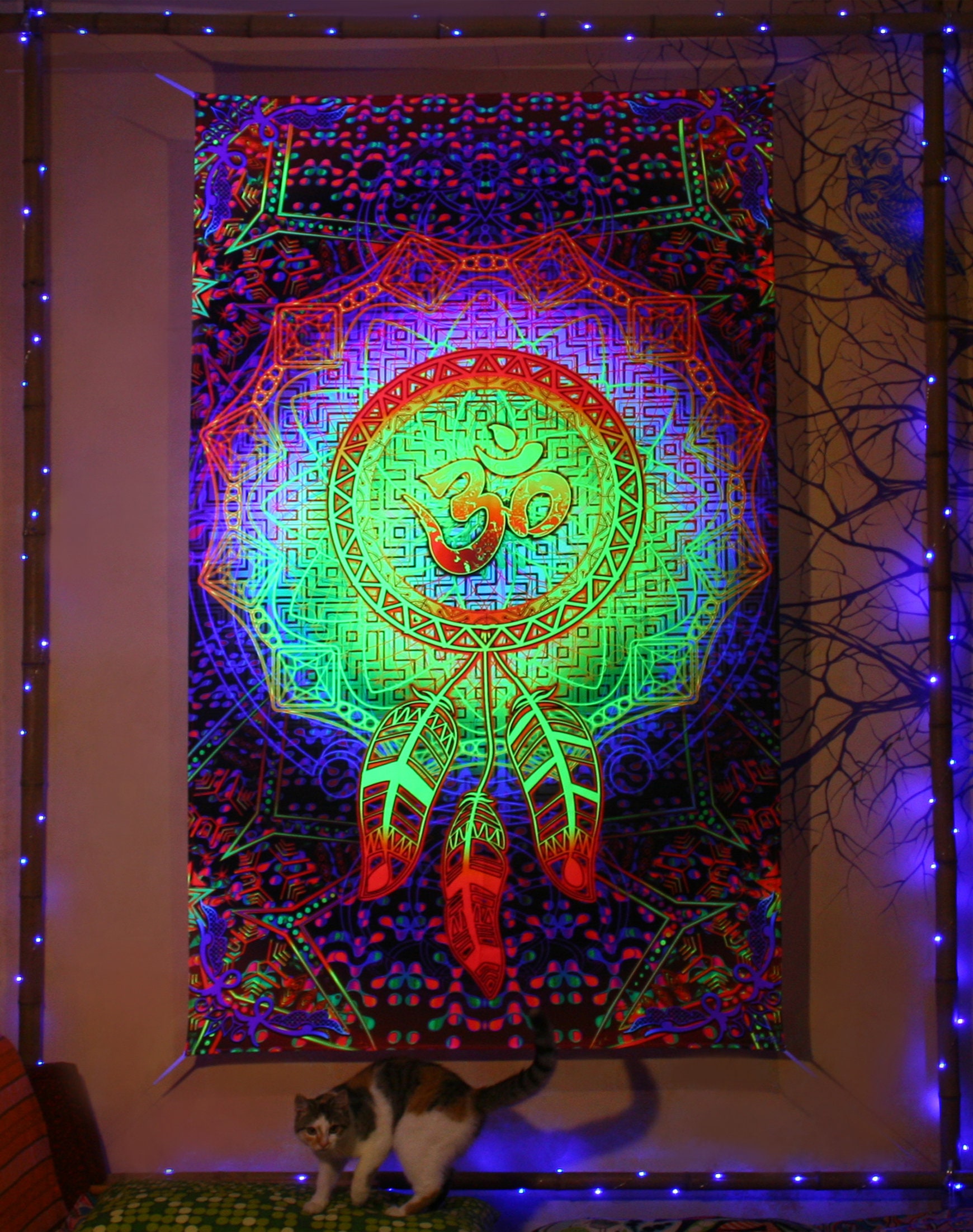 Uv Backdrop OHM Uv Reactive Trippy Tapestry Glow Party - Etsy