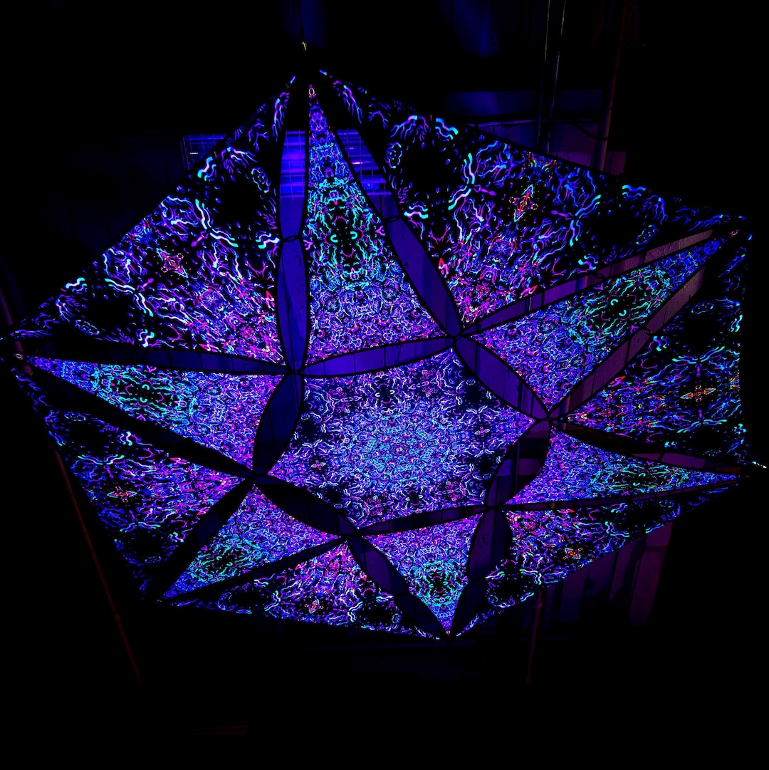 8.6x8.6 M Trippy Festival Canopy, Ceiling Decoration, Uv-reactive Black ...