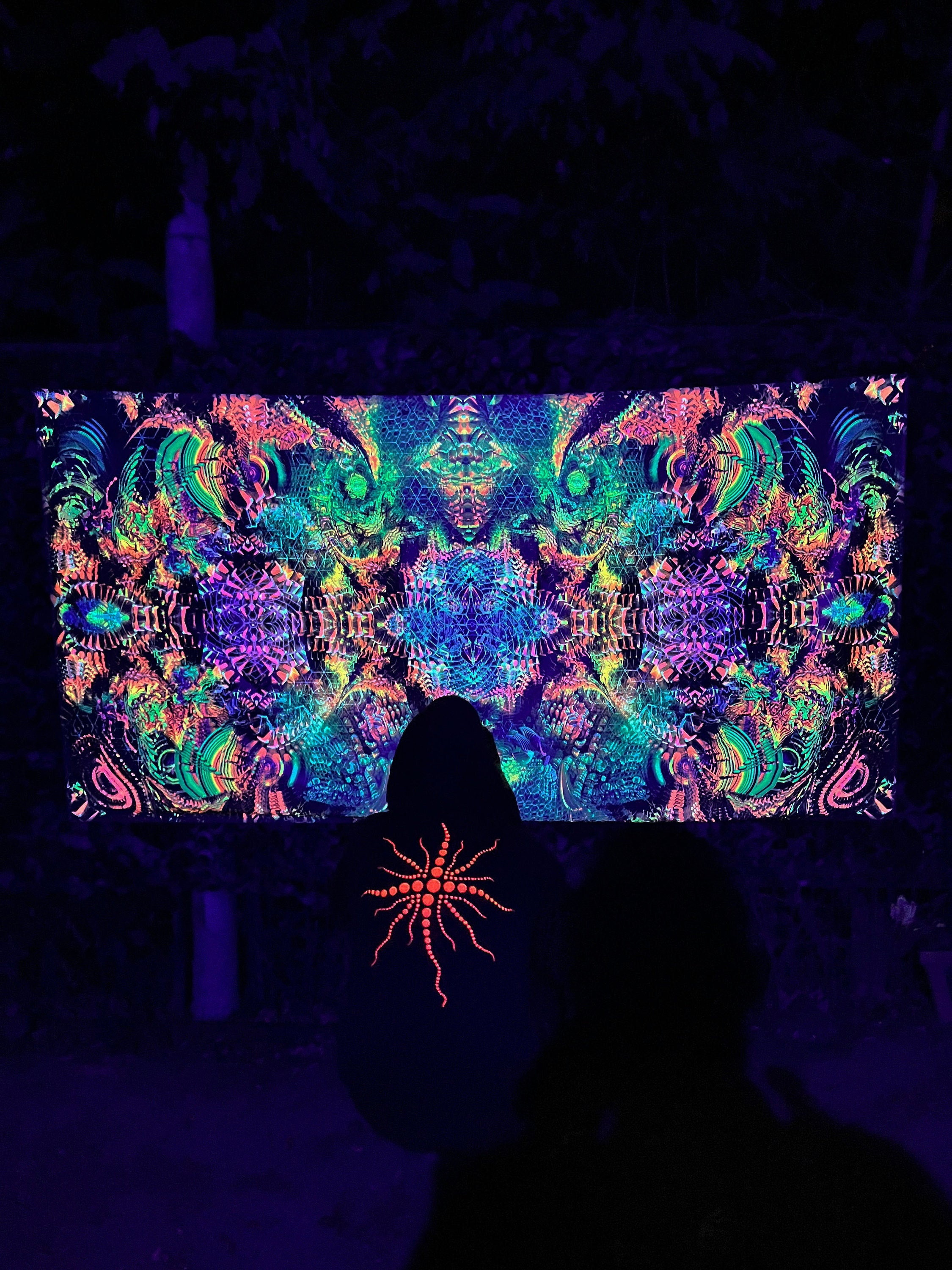 Uv-reactive Backdrop Trippy Mandala Fluorescent Tapestry Visionary ...