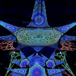 Uv-reactive DJ Stage Set – Psychedelic Backdrop, Blacklight Canopy - Etsy