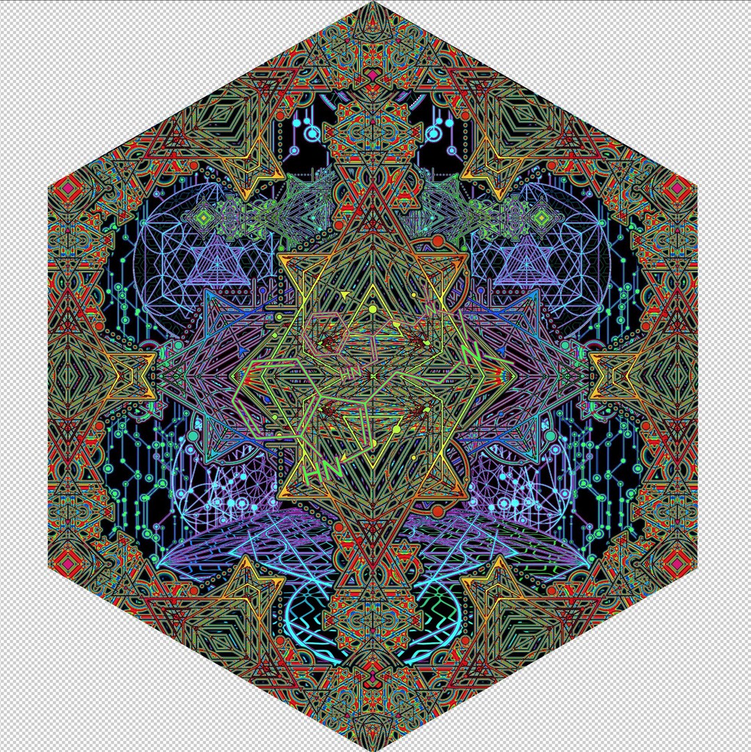 Large UV Print Hexagon Textile Wall Art, Sacred Geometry Art Metatron ...