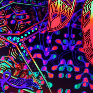 Uv Backdrop OHM, Uv Reactive, Trippy Tapestry, Glow Party, Psychedelic ...