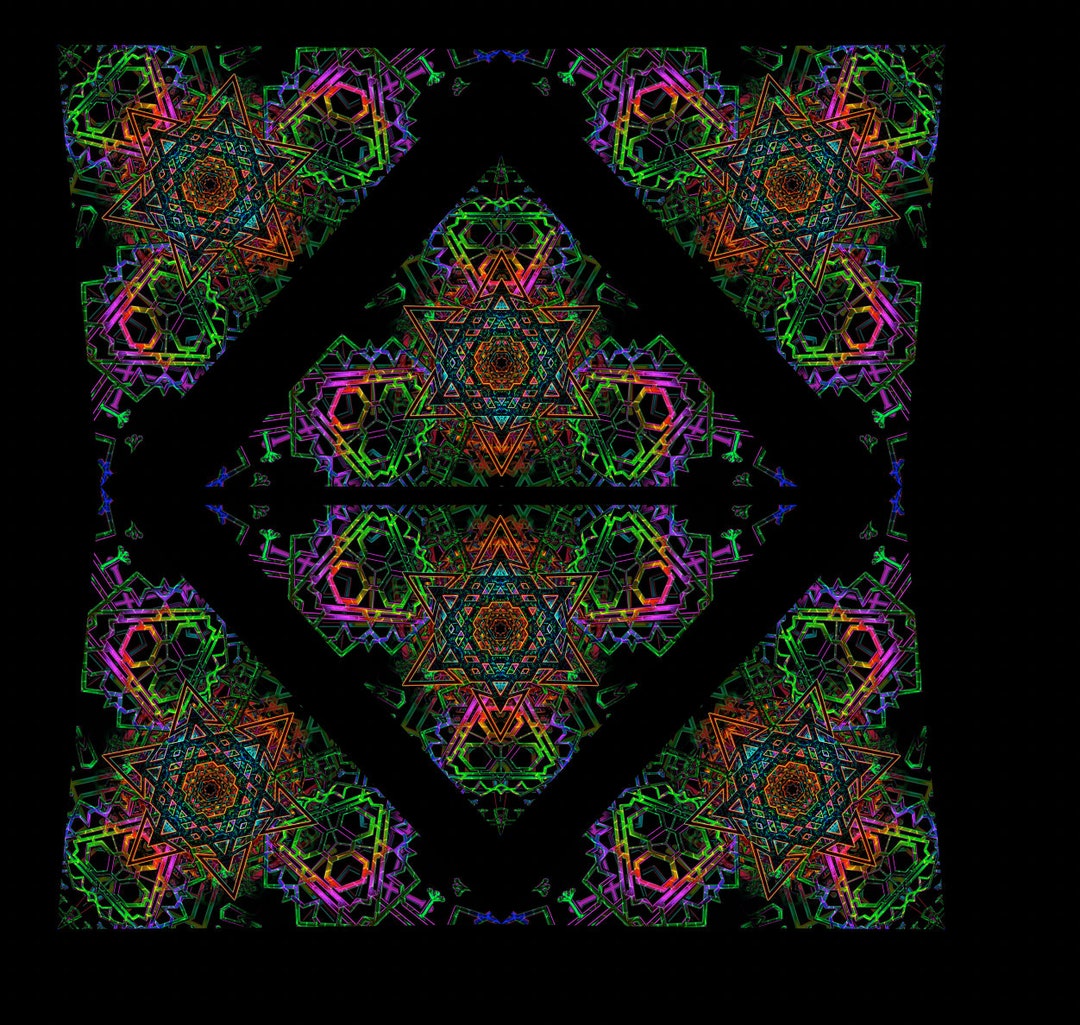 6 Triangles Canopy, 5x5 M Dj Stage Uv-reactive Psychedelic Decoration ...