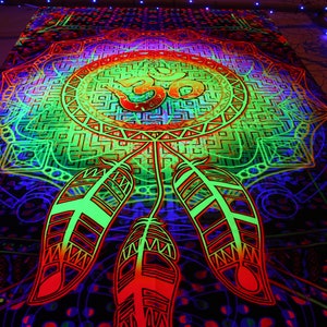 Uv Backdrop OHM, Uv Reactive, Trippy Tapestry, Glow Party, Psychedelic ...