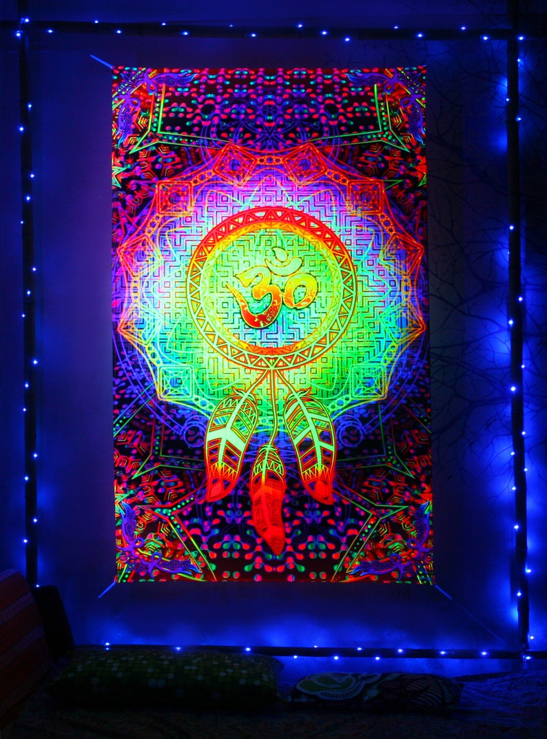 Uv Backdrop ohm Uv Reactive Trippy Tapestry Glow | Etsy