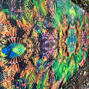 Uv-reactive Backdrop - Trippy Mandala - Fluorescent Tapestry Visionary ...