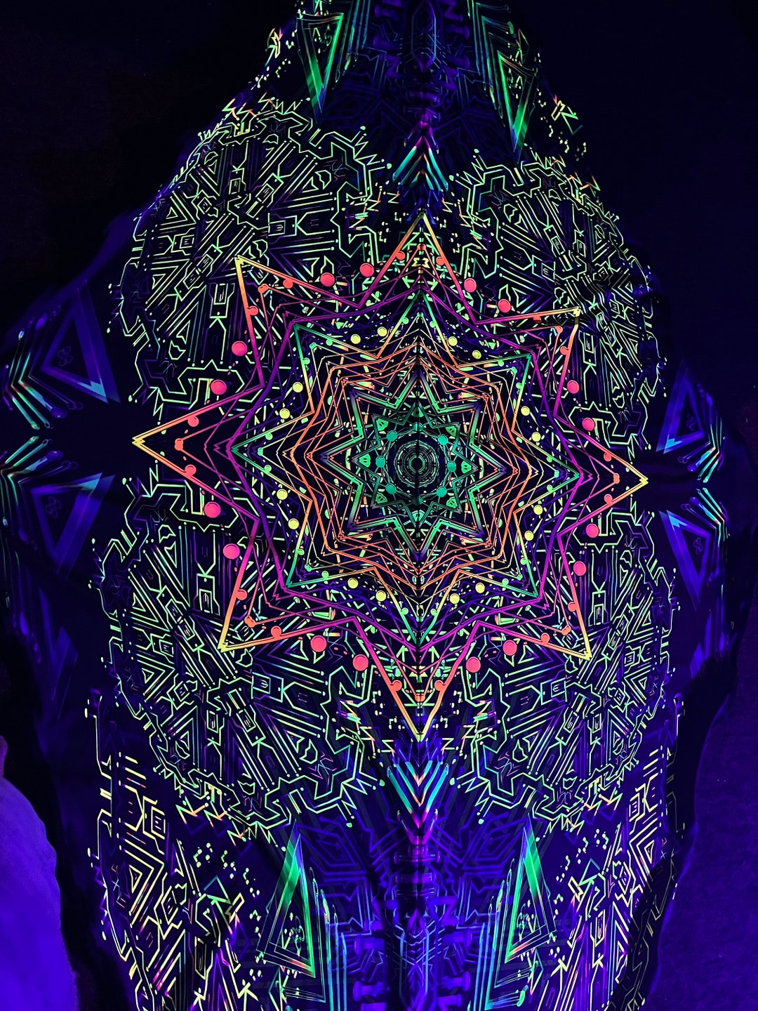 Sacred Geometry Blacklight Tapestry UV Reactive Diamond Ray Spiritual ...