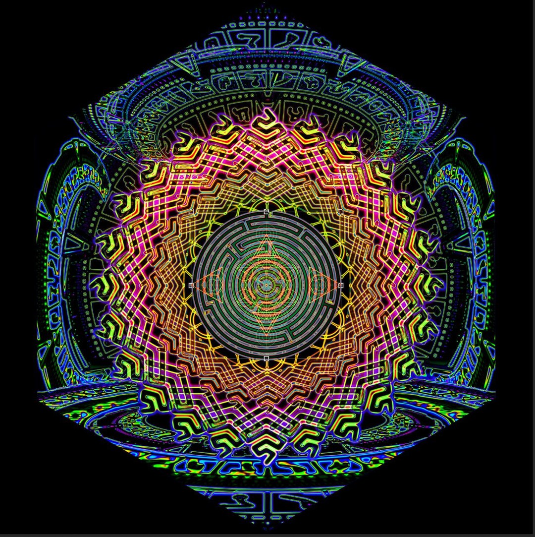 Glow in the Dark Party Rave Tent Mandala Hexagon, Psychedelic Festival ...