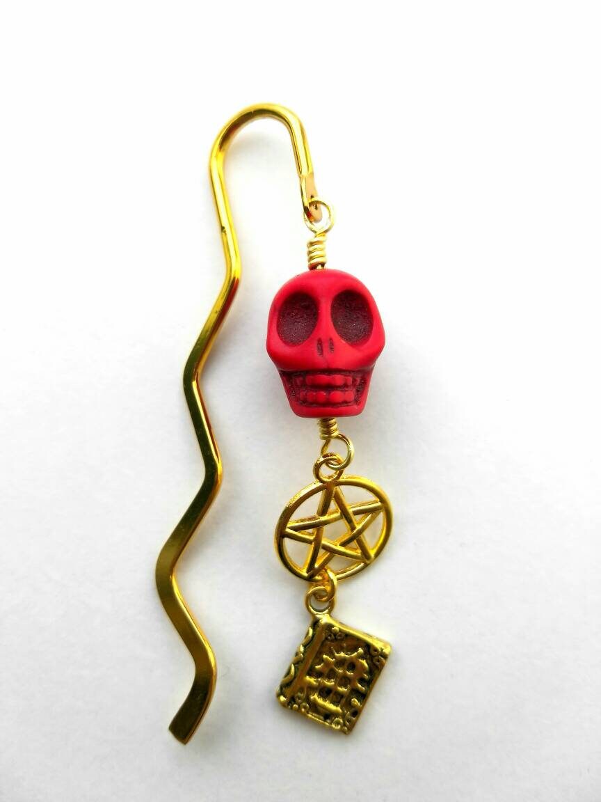 Gothic Skull Bookmark Pentagram Bookmark Spellbook Bookmark - Etsy