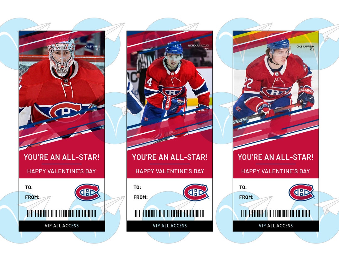 Montreal Canadiens Hockey Valentine's Day Card Ticket Printable Instant ...