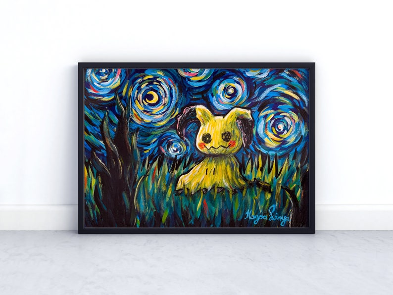 POSTER of Mimikyu Starry Night Pokemon Painting Pokémon Print Art Work ...