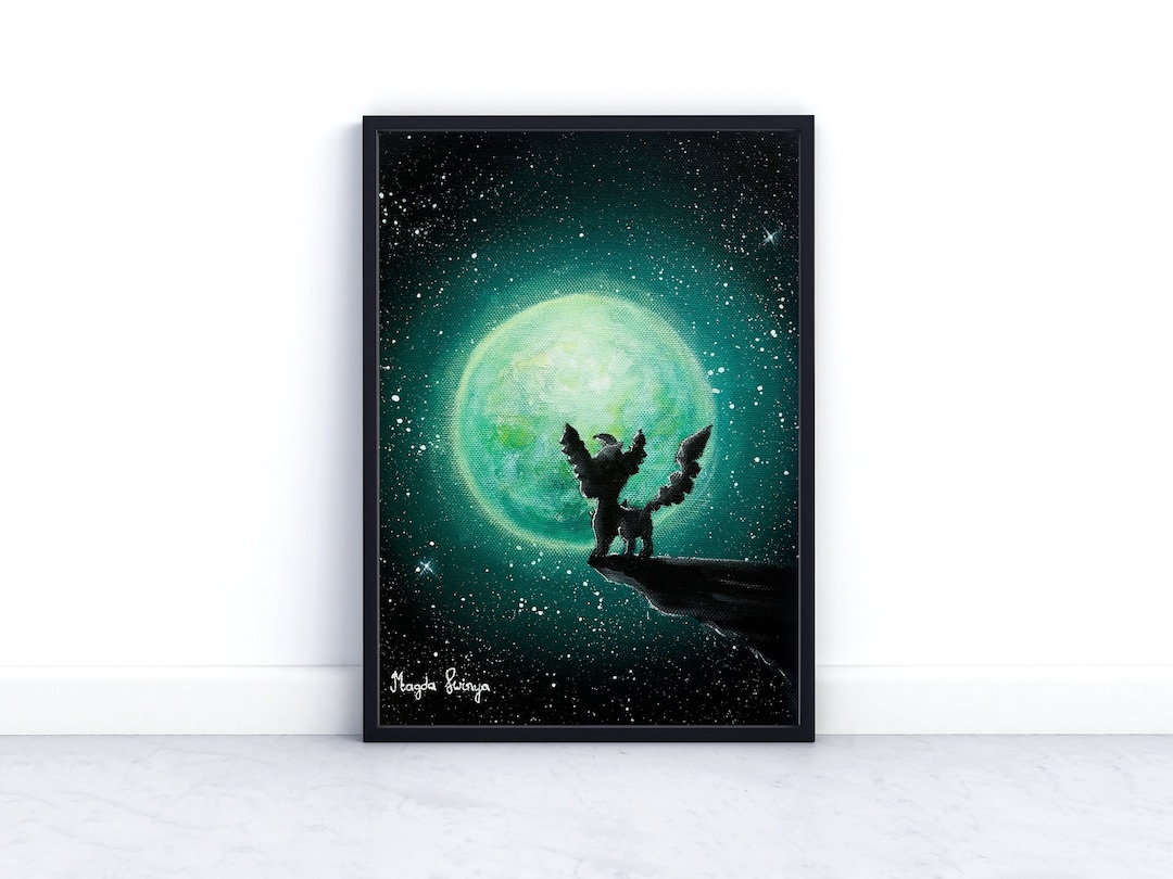 POSTER of Leafeon Under the Moon Pokemon Art Leafeon Print - Etsy