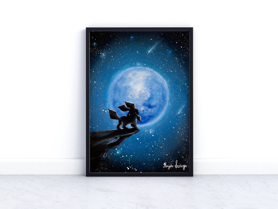 POSTER of Glaceon Under the Moon Pokemon Art Glaceon Print Pokemon Wall ...