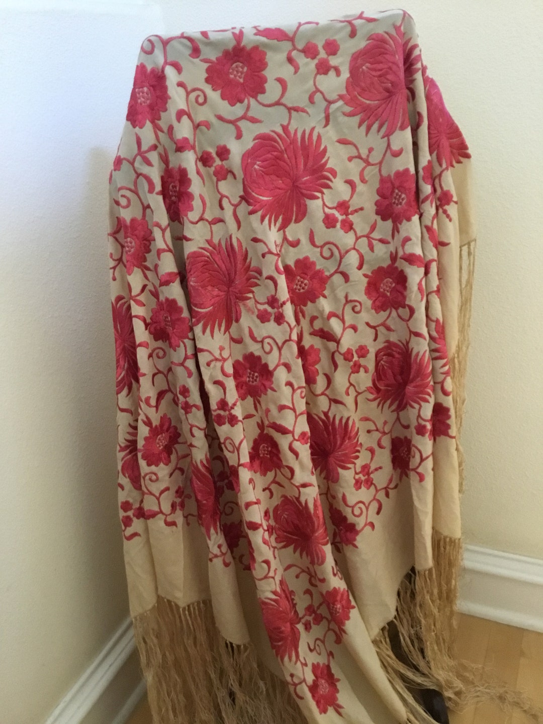 Antique Silk Victorian Piano Shawl / Canton Embroidery - Etsy