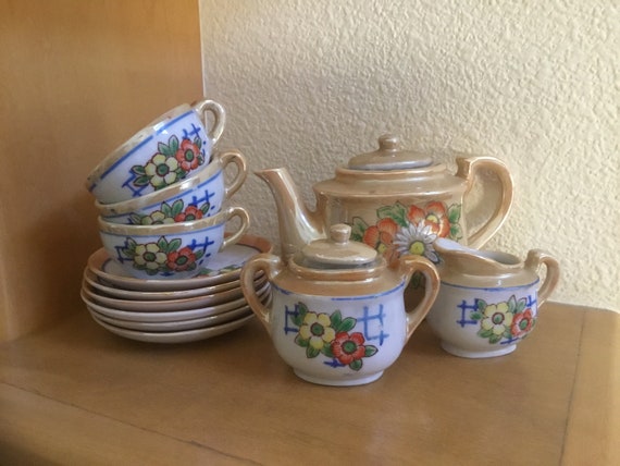 Miniature Lusterware Tea Set / Occupied Japan / 14 Pieces | Etsy