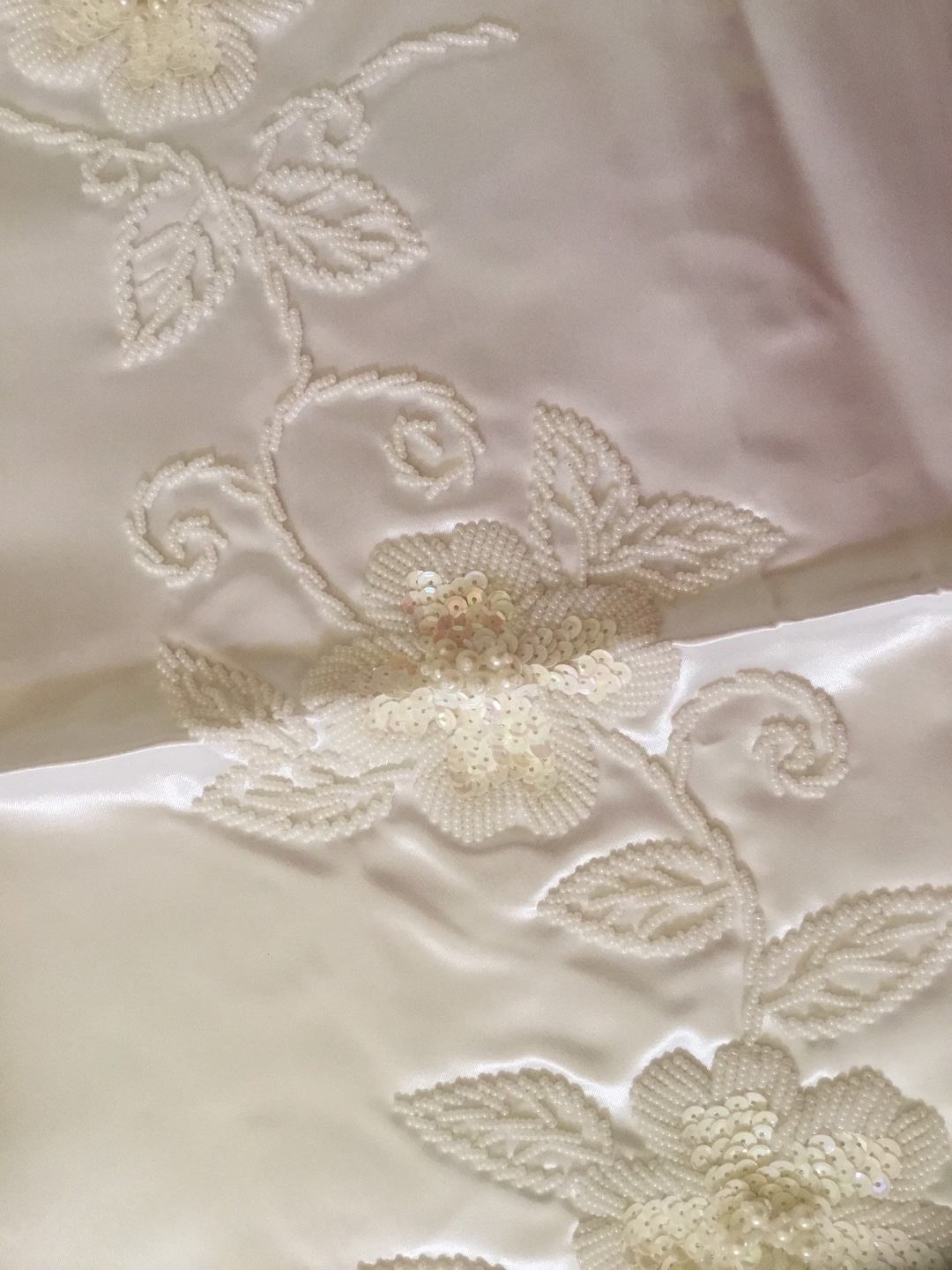 Vintage Wedding Satin / Hand Embroidered and Beaded - Etsy