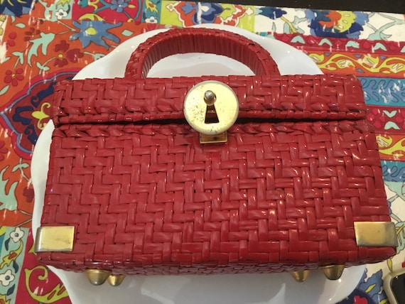 Tiny Vintage Purse / Koret Bright Red Straw - Gem