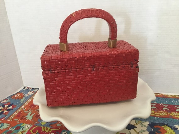 Tiny Vintage Purse / Koret Bright Red Straw - Gem
