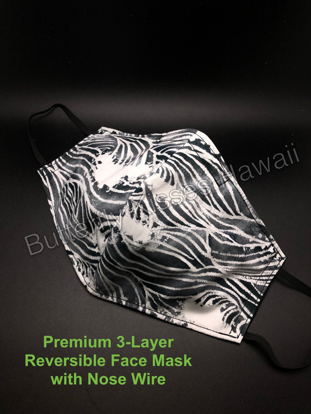 Wave Print TRIPLE Layer Washable Mask Nose Wire, Aloha Print Face Mask ...