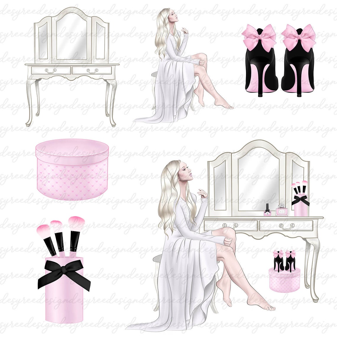My Vanity Table - Girl - Beauty Cliparts Fashion Blogger Illustration ...