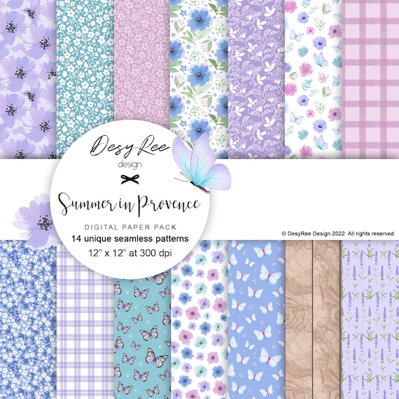 Summer in Provence Digital Papers Lavender Watercolor - Etsy