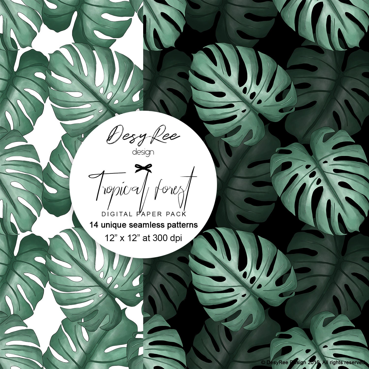 Tropical Leaves Digital Paper Digital Scrapbook Paper | Etsy