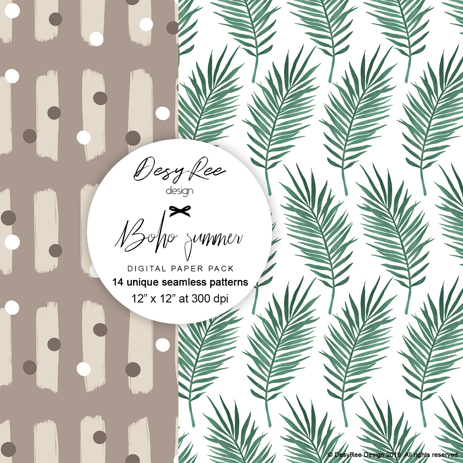 Boho Style Fashion Girl Tropical Leaves Digital Paper Bohemian - Etsy