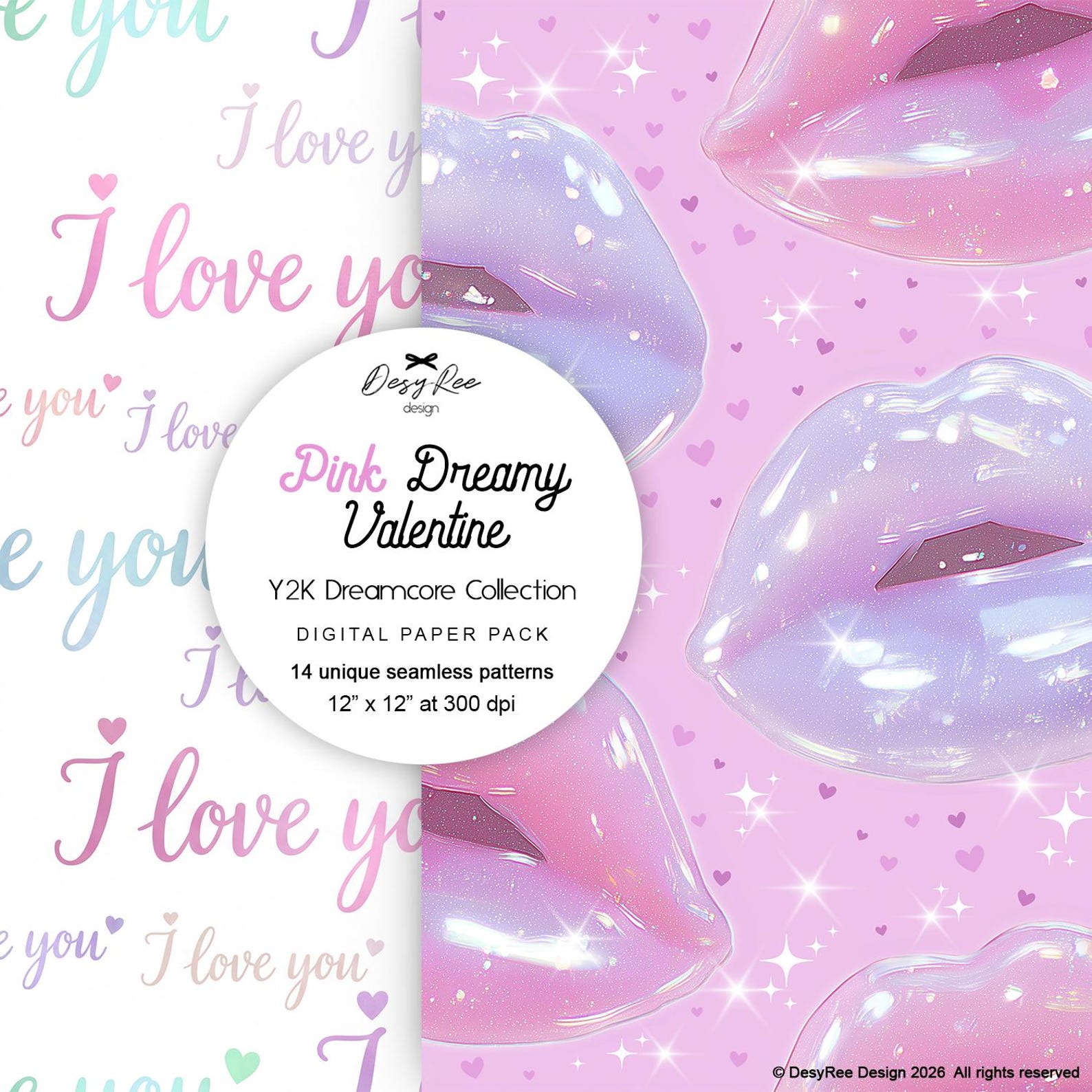 Pink Dreamy Valentine - Y2K Dreamcore Digital Papers Collection ...