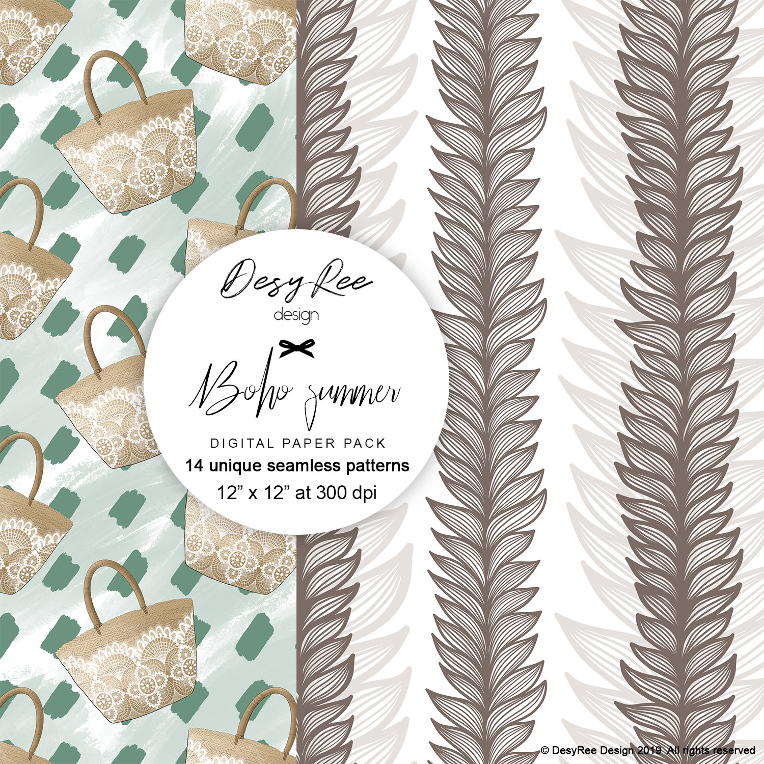 Boho Style Fashion Girl Tropical Leaves Digital Paper Bohemian - Etsy