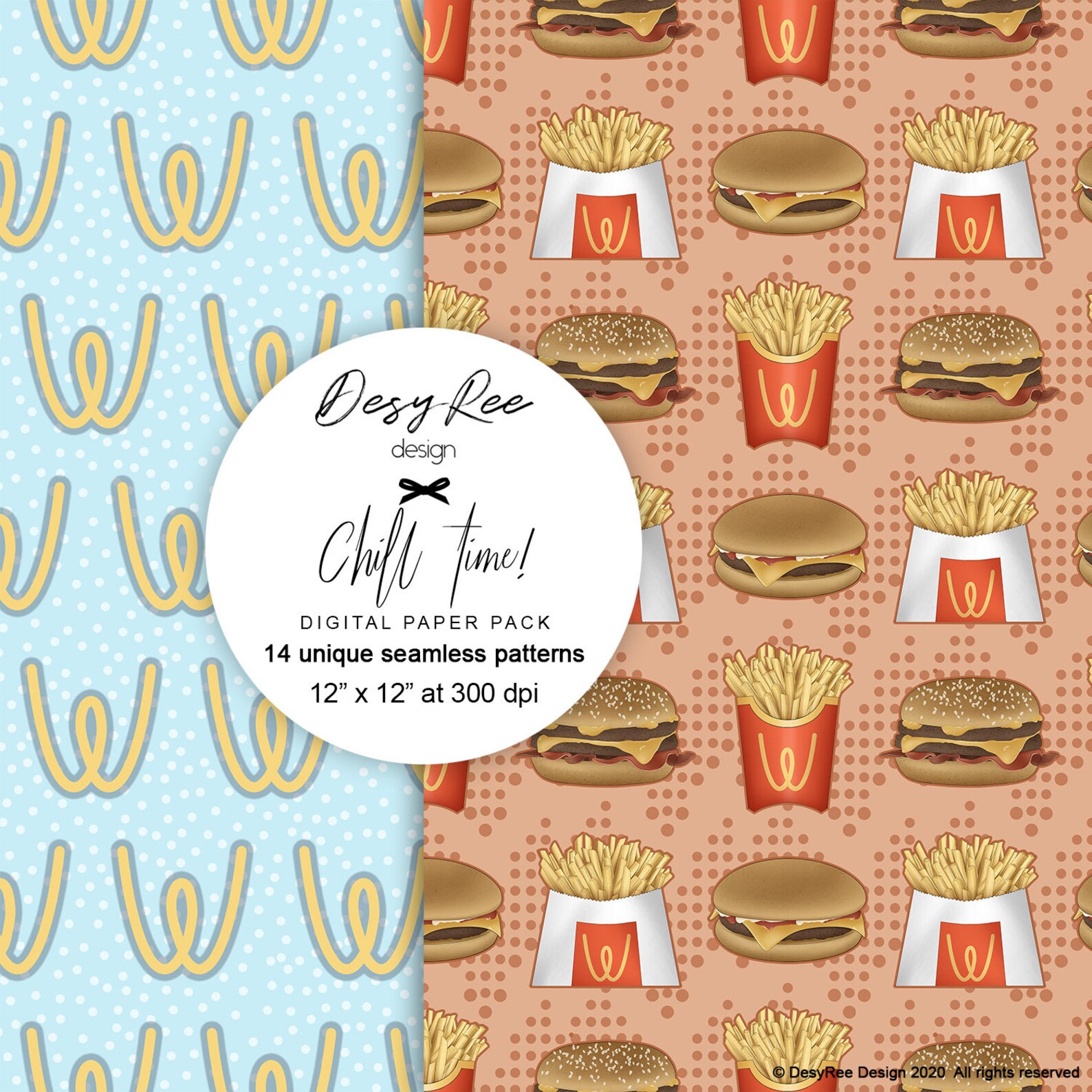 Chill Time Fast Food Retro Diner Digital Paper Planner Girl Stationery ...