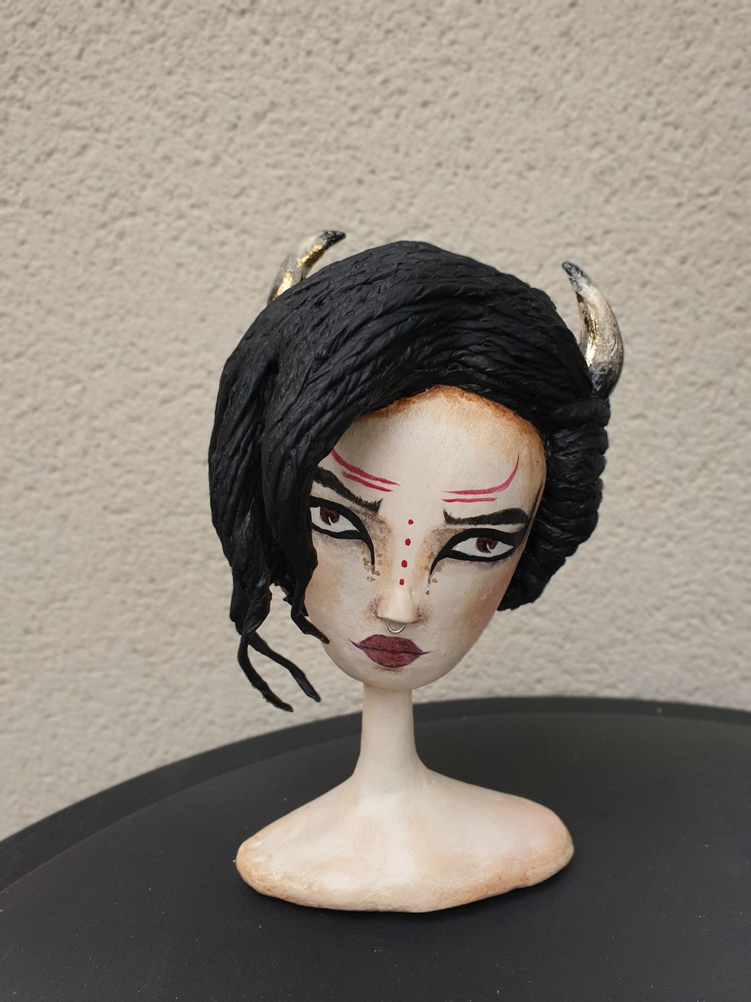 Taurus Zodiac Sculpture, Paper Mache Doll, Gothic Bust With Horns - Etsy