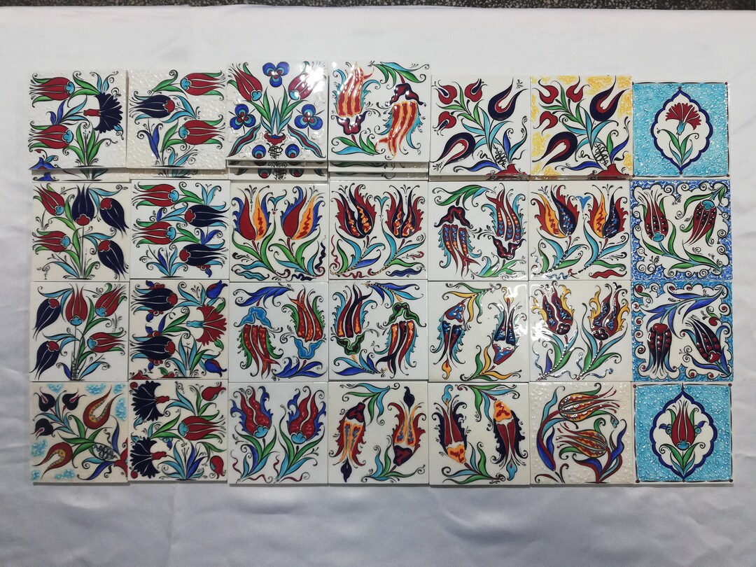 Special Decorated 10x10 Cm Tile Old Turkish Style, Multiple Usage ...