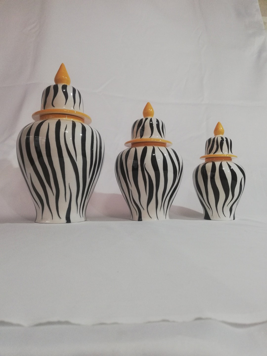 Zebra Ceramic Ginger Jar Set: Original Design, Modern Home Decor - Etsy