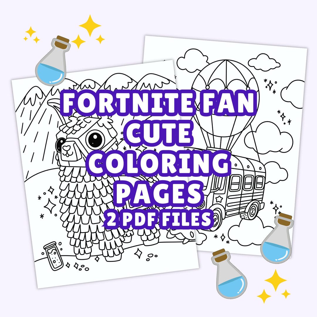 Video Game Fan Coloring Pages, Llama & Battle Bus Cute Coloring Pages ...
