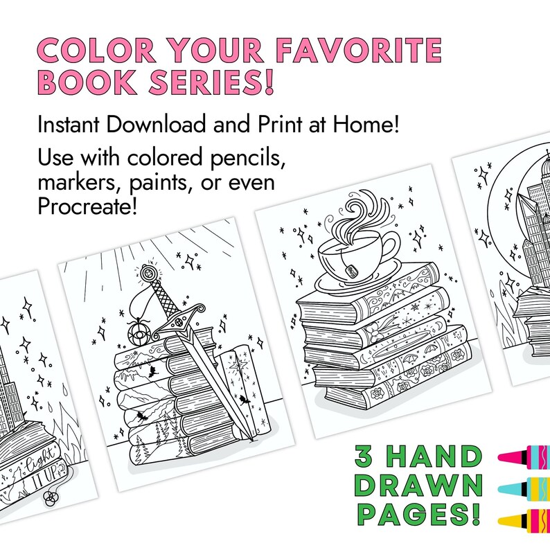 Sarah J Maas Bookstack Coloring Pages: ACOTAR, TOG, Crescent City (PDF ...