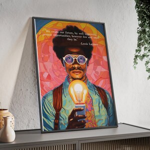 Lewis Latimer Digital Art Print | Black History Month Lightbulb ...