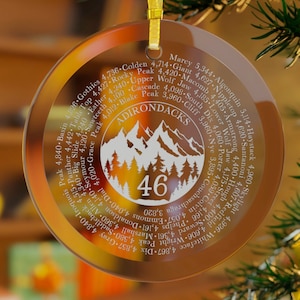 Adirondacks High Peak Glass Ornament | ADK NY 46ers Mountains Hiker ...