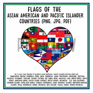 AAPI Country Heart Flags Asian American and Pacific Islander Heritage ...