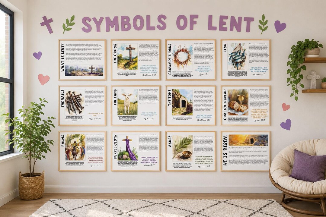 Symbols of Lent Poster Set | Catholic School Lent Bulletin Board Decor ...