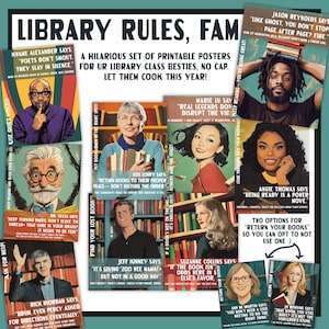 Funny Slang Library Rules Posters | Middle School Gen Alpha Tween ...