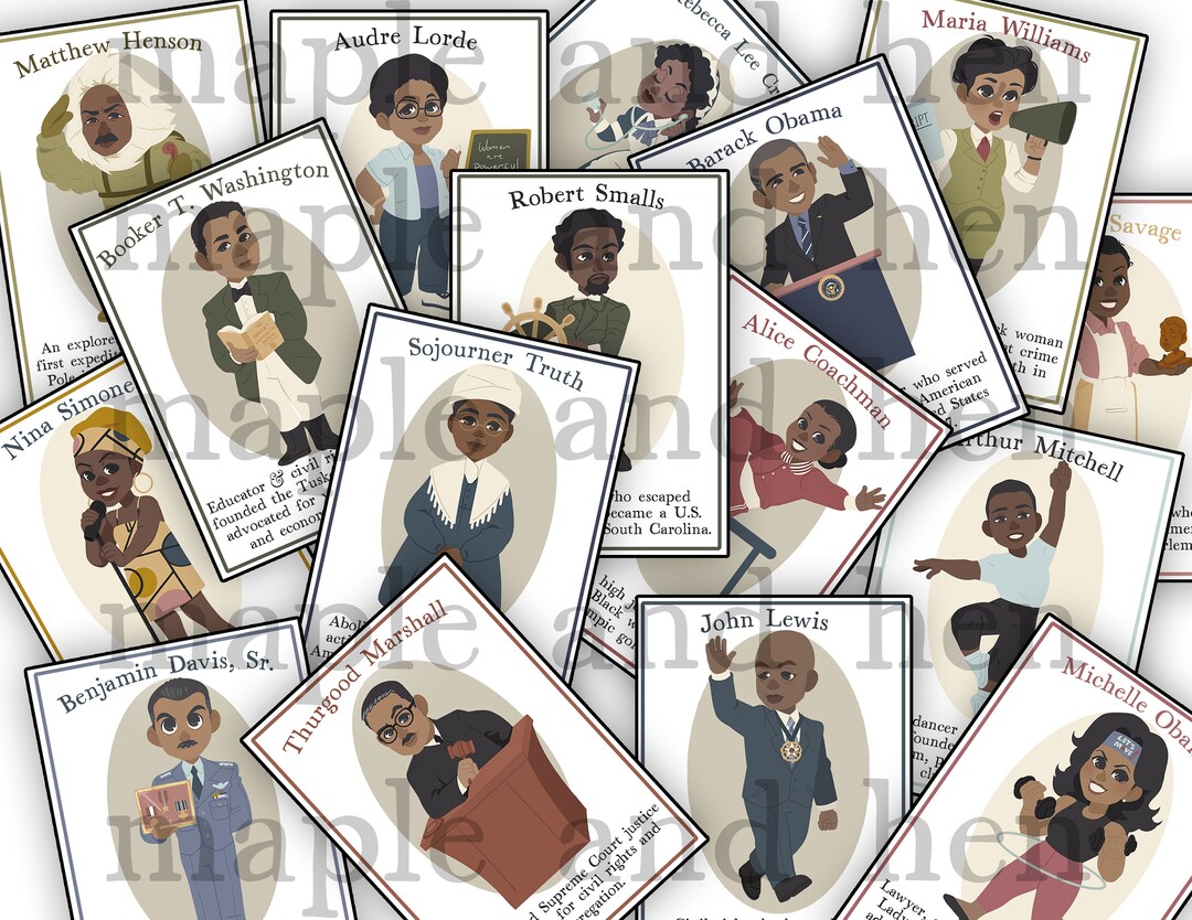 Black History Flash Cards Set 2 | US African American Black History ...